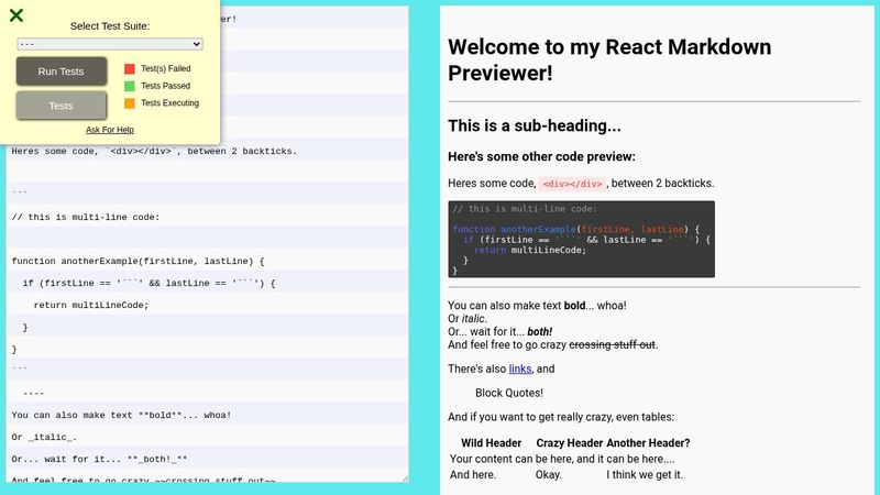 React Markdown Previewer