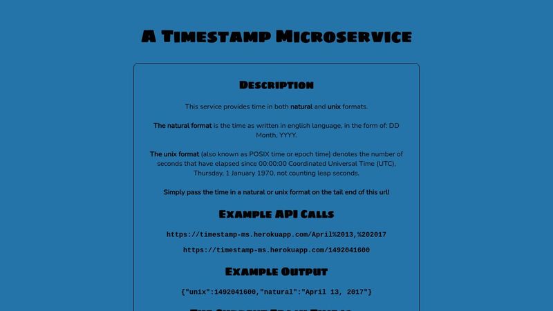 Timestamp Microservice Front-end