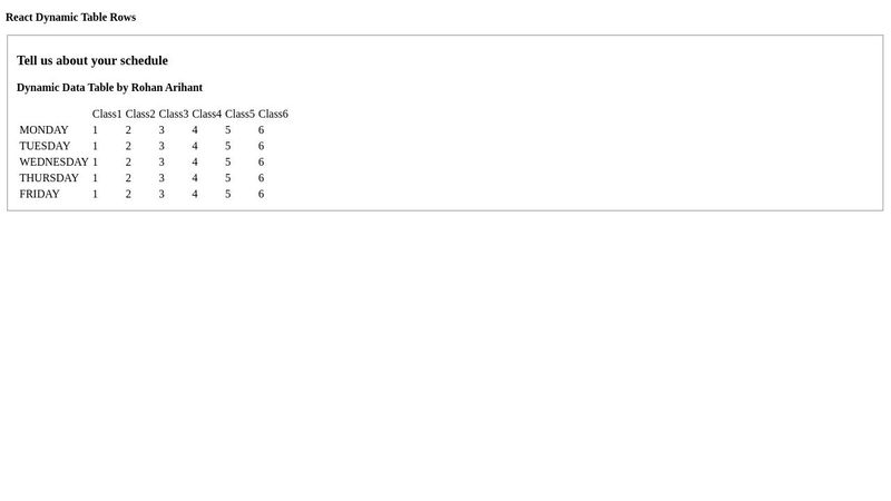 Dynamic Data Table In Reactjs