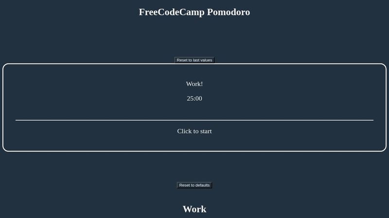 freeCodeCamp : Build a Pomodoro Clock