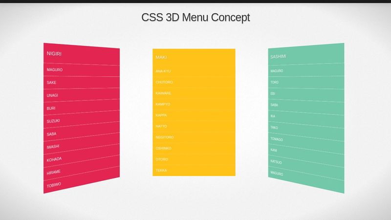 CSS 3D Menu Concept