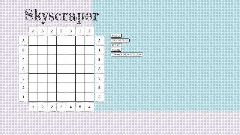 7x7 Skyscraper Puzzle (With Solver!)