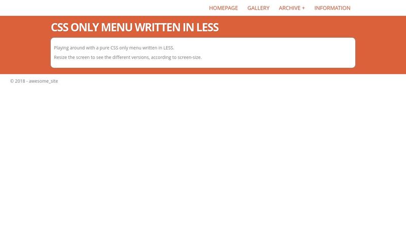 Pure CSS responsive dropdown menu - written in LESS