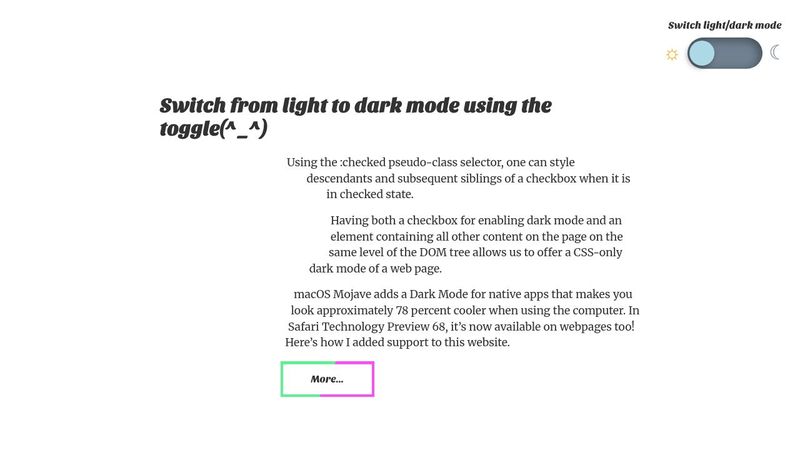 Switch from light to dark mode using the toggle [CSS filter]