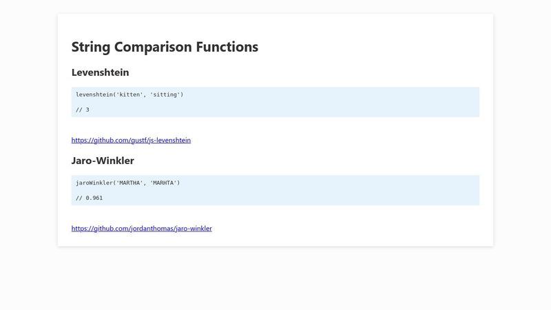 String Comparison Functions