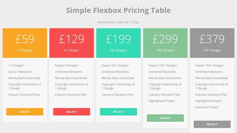 Simple Flexbox Pricing Table