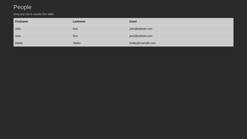 Pure JS & HTML5 Drag and Drop Table