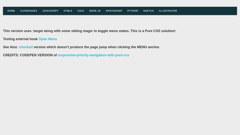 Collapsable Nav CSS only :TARGET