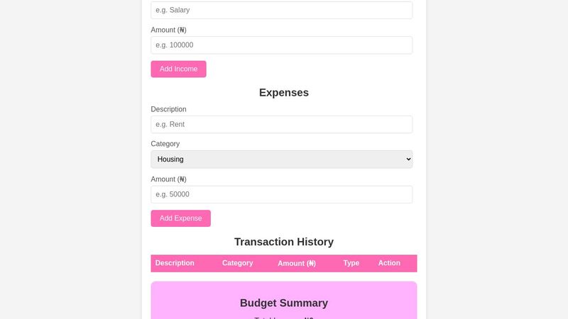 HTML, CSS and JS Expense Tracker