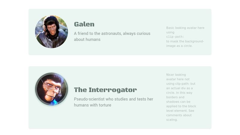 Avatars using background-image CSS