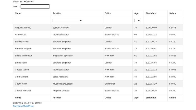 jQuery Datatables with filtering