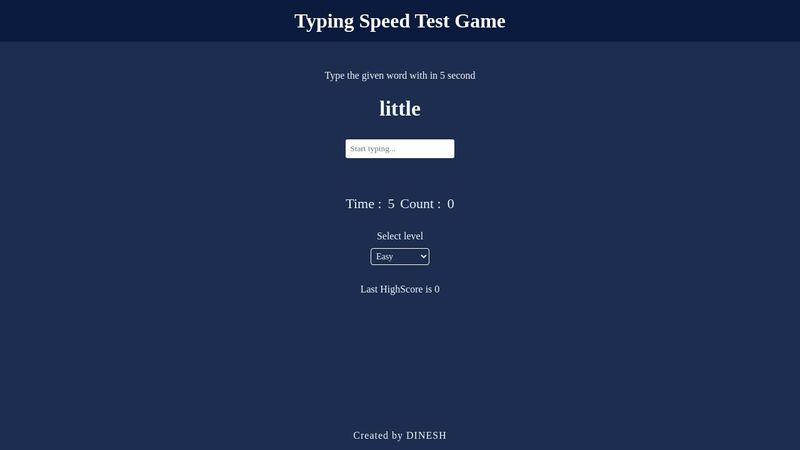 Typing speed test Game