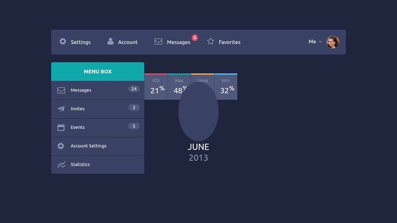 Freebie Interactive Flat Design UI / Only HTML5 & CSS3