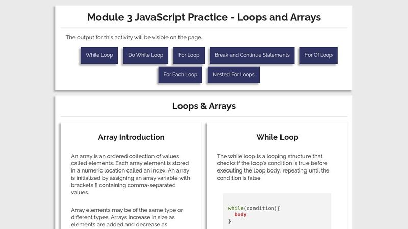 Module 3 Coding Activity - Loops and Arrays