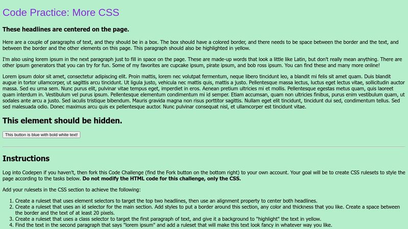 Code Practice: More CSS