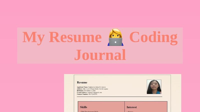 Resume - Coding Journal_ARROYO