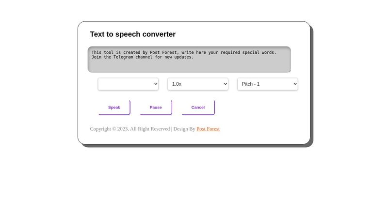 Text to speech converter in pure js