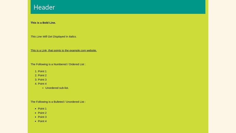 HTML Basics With Important Tags