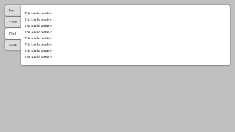 Tabs with rounded corners and inset, and drop-shadow