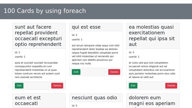 100 card using foreach