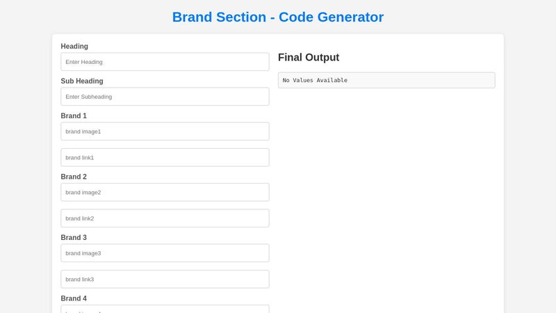 Brand Section - Code Generator