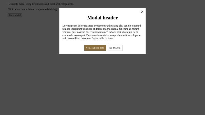 React Modal with Hooks