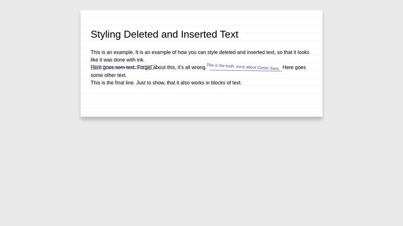 Styling Deleted and Inserted Text