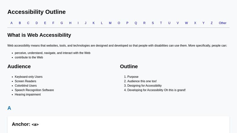 Accessibility Element Glossary