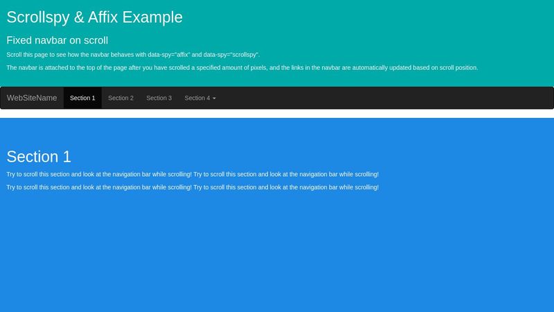 Bootstrap Scrollspy & Affix With Smooth Scroll Example