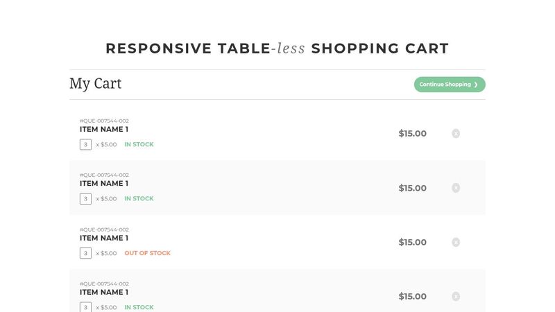 Responsive Table-less Shopping Cart
