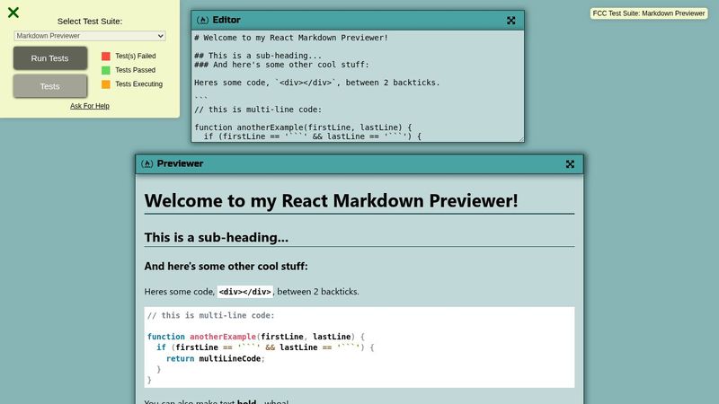 FCC: Simple React Markdown Previewer