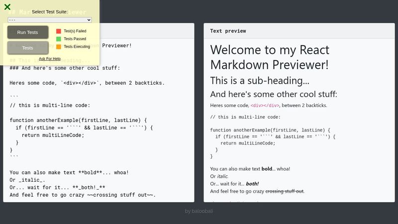 Markdown Previewer using React