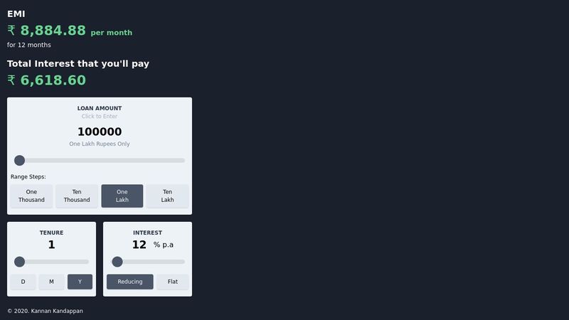 Tailwind EMI Calculator