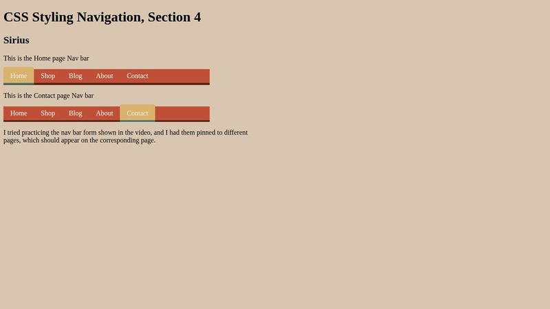 CSS Styling Navigation, S4