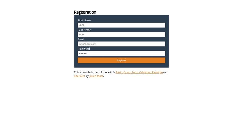 Basic jQuery Form Validation Example