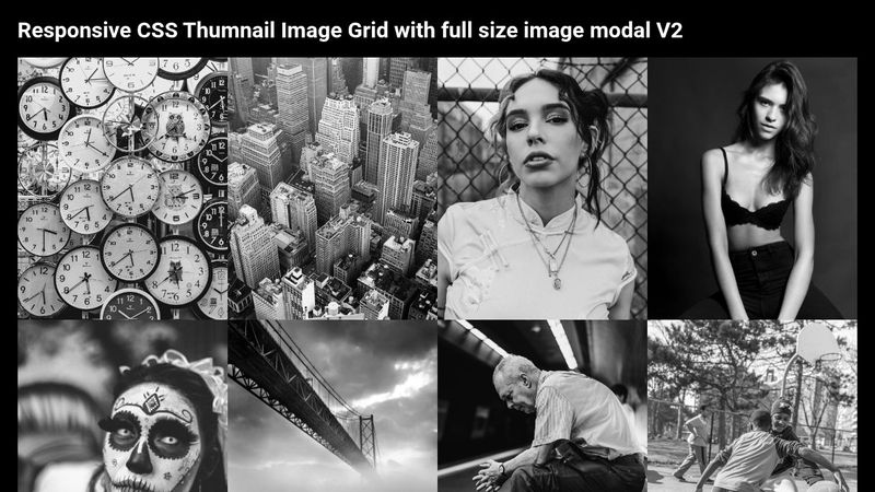 Responsive CSS Thumbnail Image Grid with full size image modal V2