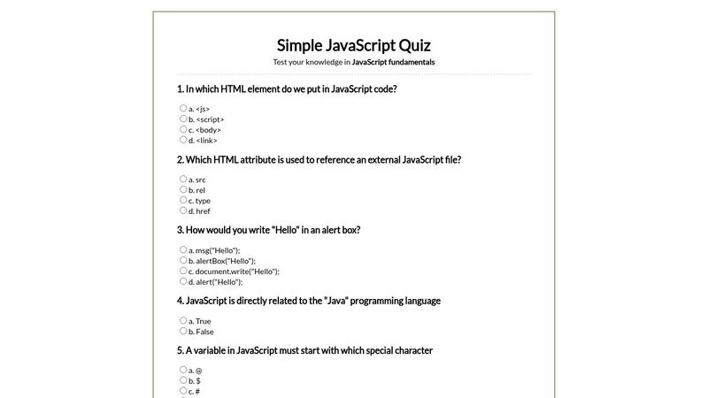 Simple JavaScript Quiz