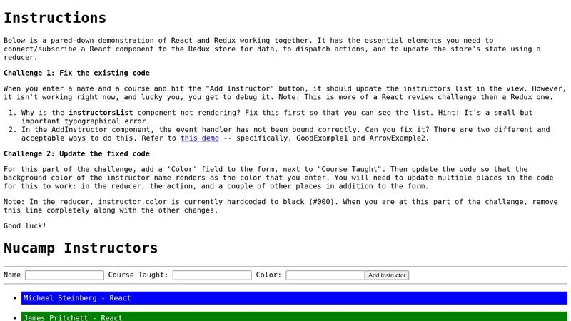 React Challenge: Redux