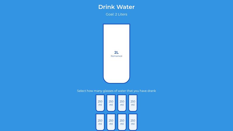 Daily Drink Water Goal Project Using HTML CSS & Javascript