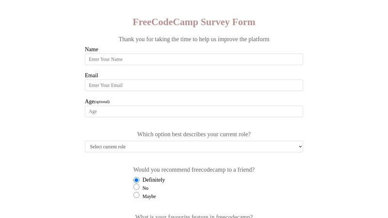 Responsive Web Design Projects#2 - Build a Survey Form