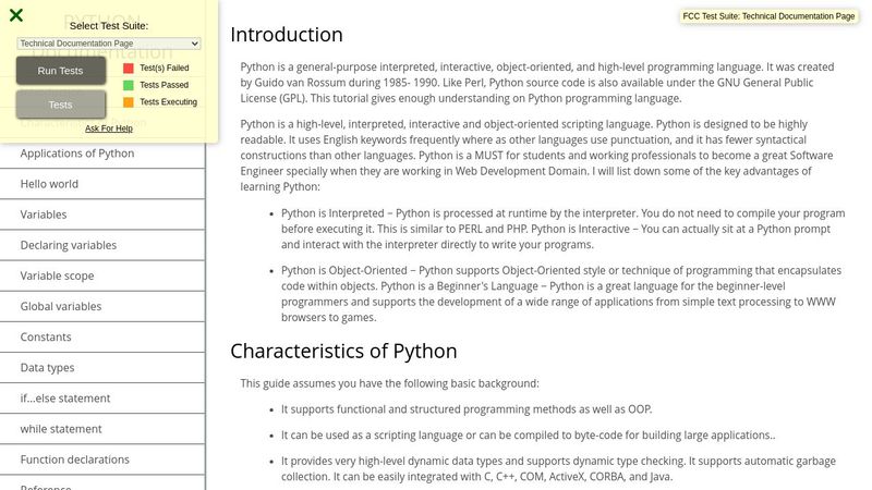 Technical documentation page-FCC