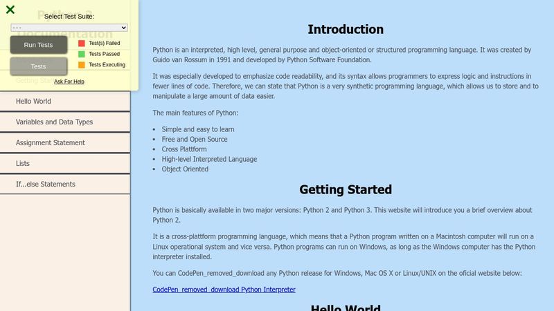 FCC: Documentation Page (Python)