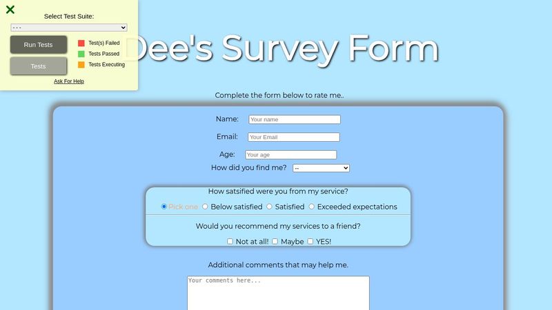Responsive Web Design Projects - Build a Survey Form (FreeCodeCamp)