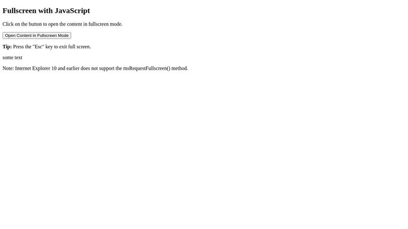 Fullscreen with JavaScript