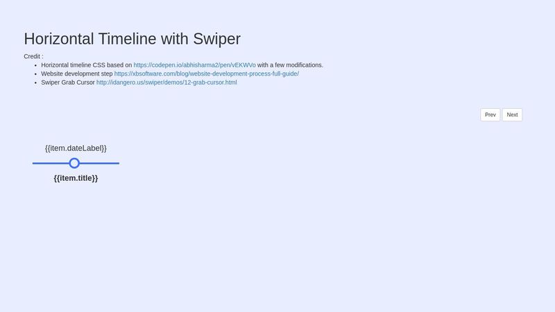 Horizontal Timeline with Swiper