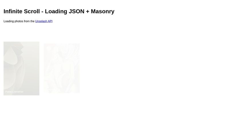 Infinite Scroll - Loading JSON + Masonry