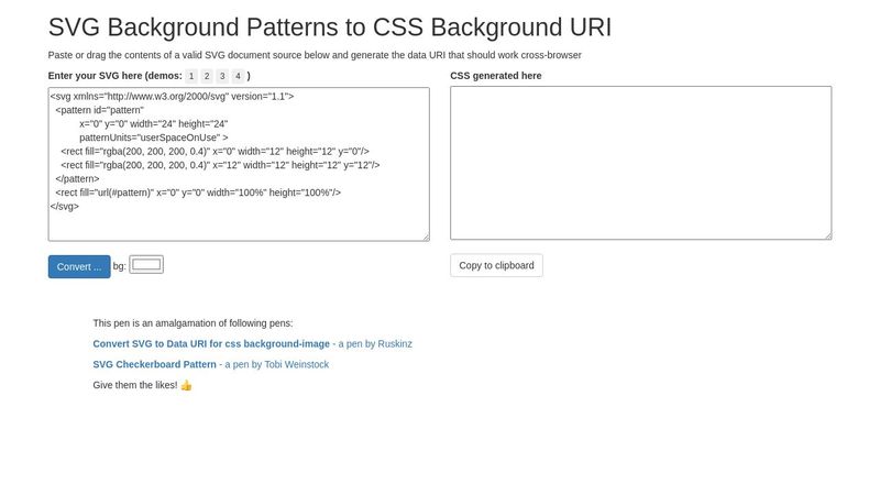SVG Background Patterns to CSS Background URI