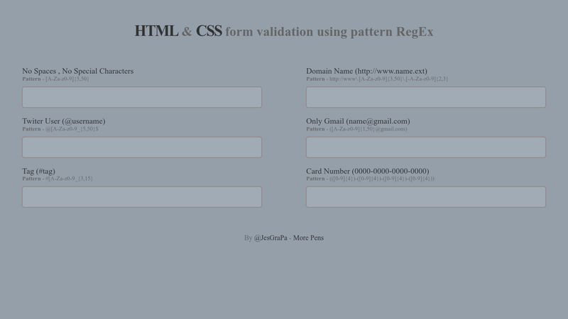Html And Css Form Validation Using Pattern Regex 0388