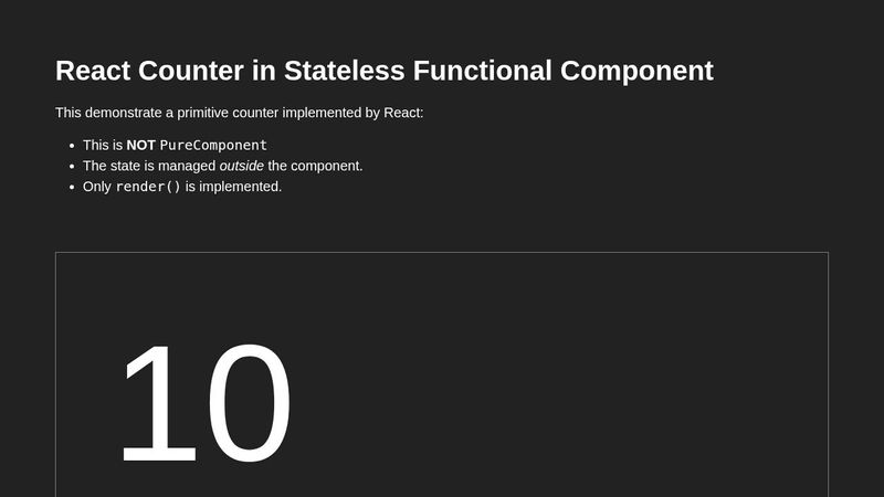React Counter in Stateless Functional Component