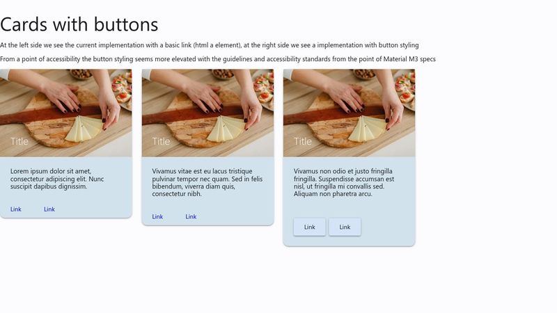 Materialize - enhancement(Cards) replace links with buttons